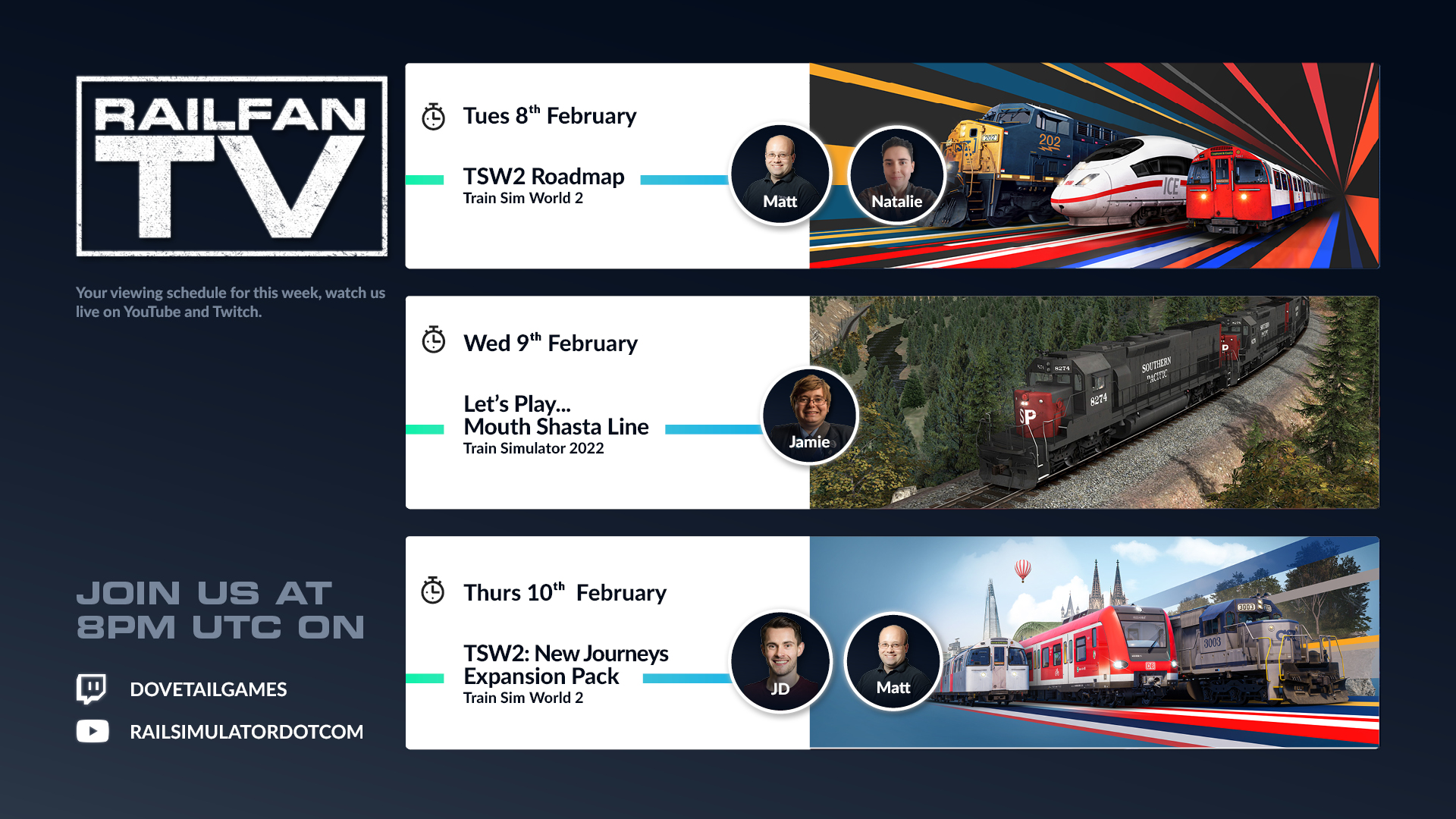 Railfan Tv Schedule - Week Beginning February 7th | Dovetail Games Forums